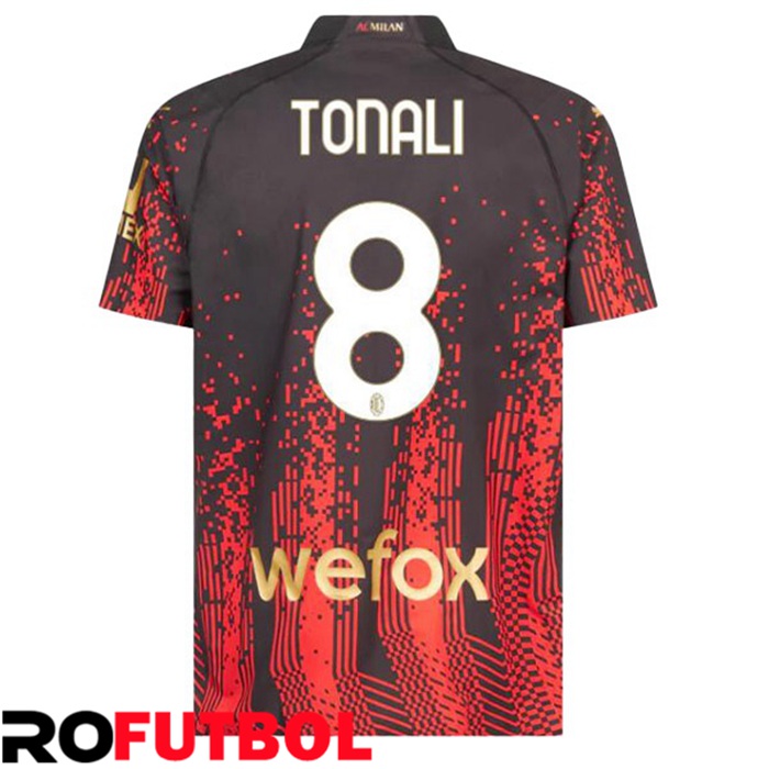 Diseñar Cuarta Camiseta AC Milan (TONALI 8) Rojo Negro 2022/2023 Baratas
